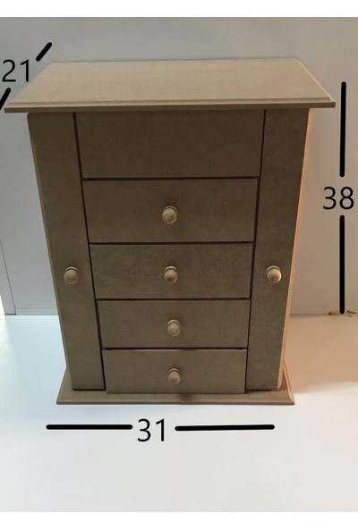 Ustalar Hobi Ahşap Çekmeceli Takı Dolabı