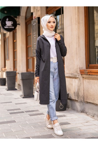 Tofisa Fermuarlı Hırka - Antrasit - Tofisa