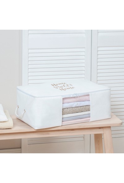 Ocean Home Orta Boy Beyaz Renk Pvc Detaylı Home Sweet Home Baskılı Hurç // 52X28X21 Ocean Home Orta Boy Beyaz Renk Pvc Detaylı Home Sweet Home Baskılı Hurç // 52X28X21