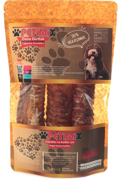 Petimix Dana Gırtlak Çiğneme Kemikleri 100G Petimix Dana Gırtlak Çiğneme Kemikleri 100G