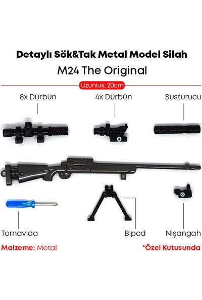 Dukkin Detaylı Sök&tak Metal Model Silah 20CM - M24 The Original Dukkin Detaylı Sök&tak Metal Model Silah 20CM - M24 The Original