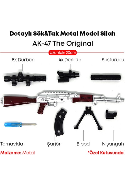 Dukkin Detaylı Sök&tak Metal Model Silah 20CM - Ak-47 The Original Dukkin Detaylı Sök&tak Metal Model Silah 20CM - Ak-47 The Original