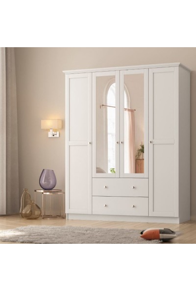 Zenio Side 4 Kapak 2 Çekmece Aynalı Gardırop Zenio Side 4 Kapak 2 Çekmece Aynalı Gardırop