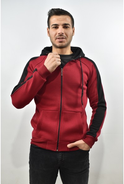 Zidanlife Zidan 1904 Kol ve Kapşon Kombinli Kanguru Cepli 3 İplik Sweatshirt - Bordo Zidanlife Zidan 1904 Kol ve Kapşon Kombinli Kanguru Cepli 3 İplik Sweatshirt - Bordo
