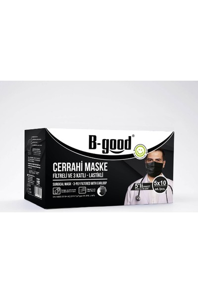B-Good Cerrahi Maske Siyah B-Good Cerrahi Maske Siyah