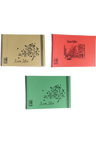 Defne Spiralli Plastik Kapak 25x35cm 25 Yaprak Resim Defteri 3 Adet Defne Spiralli Plastik Kapak 25x35cm 25 Yaprak Resim Defteri 3 Adet