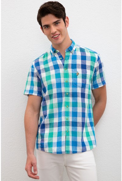 U.S. Polo Assn. Erkek Yeşil Gömlek Kısakol