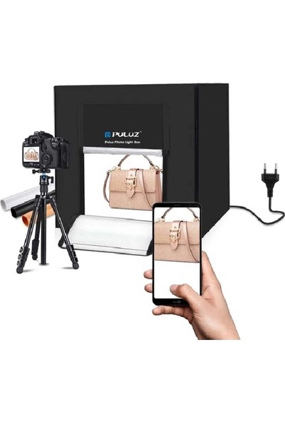 Pdx Puluz Profesyonel 80 x 80 cm LED Işıklı Ürün Fotoğraf Çekim Çadırı Katlanabilir Portatif Pdx Puluz Profesyonel 80 x 80 cm LED Işıklı Ürün Fotoğraf Çekim Çadırı Katlanabilir Portatif