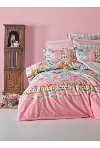 Soley Floral Pembe Rnf Çift Kişilik Dört Mevsim Set