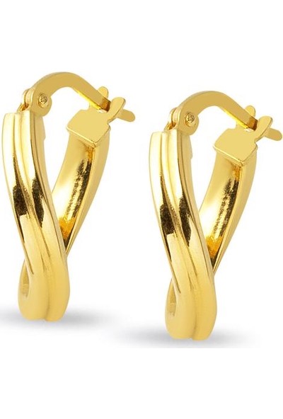 Bilezikci Asimetrik 14 Ayar Taşsız Altın Küpe