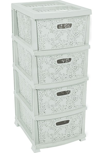 Sağlam Plastik Elegant Dantel Komidin (4 Çekmeceli Sebzelik) Sağlam Plastik Elegant Dantel Komidin (4 Çekmeceli Sebzelik)