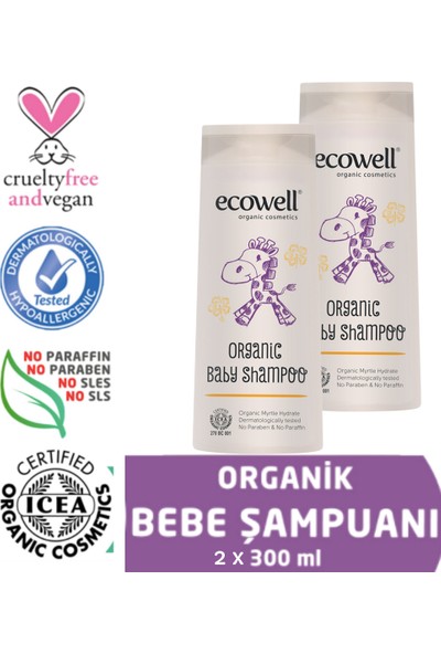 Ecowell Organik Bebek Şampuanı 2'li Avantaj Paketi (2X300 Ml)