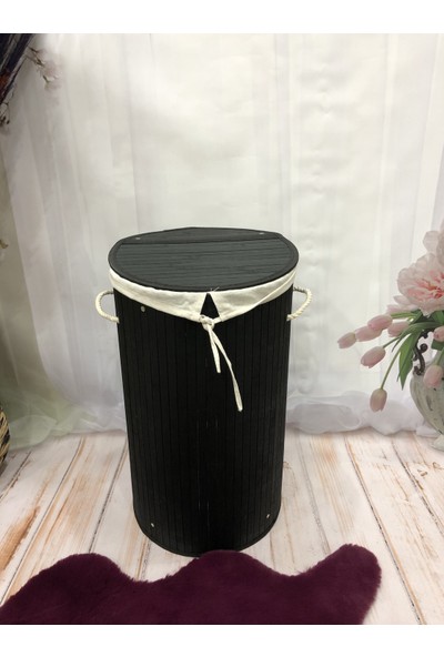 Home Naturel Çamaşır Sepeti Bambu Yuvarlak Siyah Renk Katlanır Kirli Çamaşır Sepeti Home Naturel Home Naturel Çamaşır Sepeti Bambu Yuvarlak Siyah Renk Katlanır Kirli Çamaşır Sepeti Home Naturel