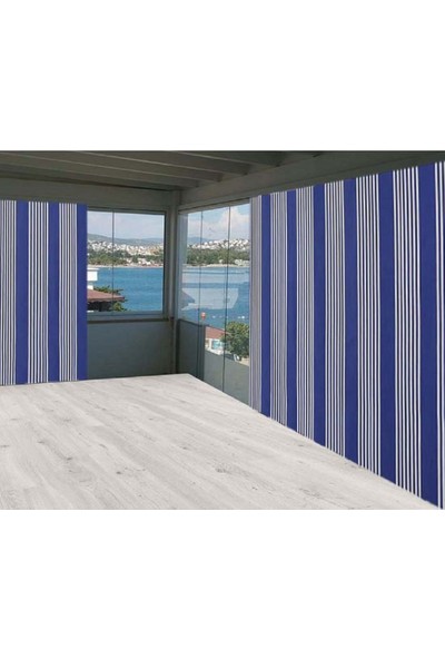 Ceylan Home Balkon Perdesi Brandası Mavi Ince Çizgili 300X250 1 kg Ceylan Home Balkon Perdesi Brandası Mavi Ince Çizgili 300X250 1 kg