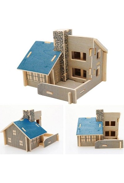 Kastore 3D Ahşap Puzzle - Mavi Ev