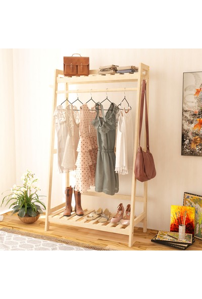 Obi Atölye Ahşap Ayaklı Askılık 160 x 90 cm Elbise Askılığı Konfeksiyon Askı Açık Gardrop Obi Atölye Ahşap Ayaklı Askılık 160 x 90 cm Elbise Askılığı Konfeksiyon Askı Açık Gardrop