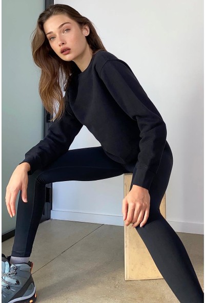 Soufeel Siyah Classic Oversize Kadın Swatshirt