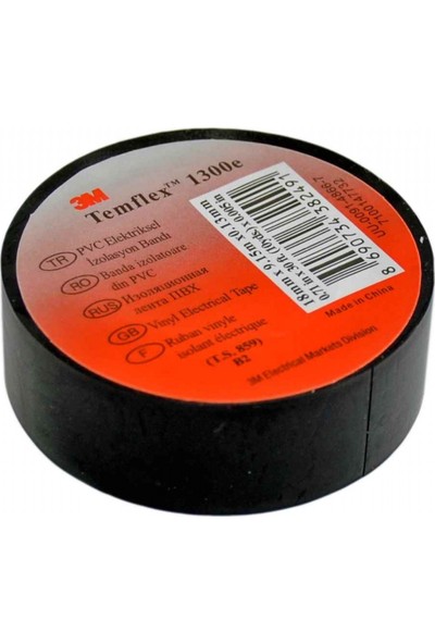 3m Temflex Siyah Izole Elektrik Bant 18MM x 9,15MT 3m Temflex Siyah Izole Elektrik Bant 18MM x 9,15MT