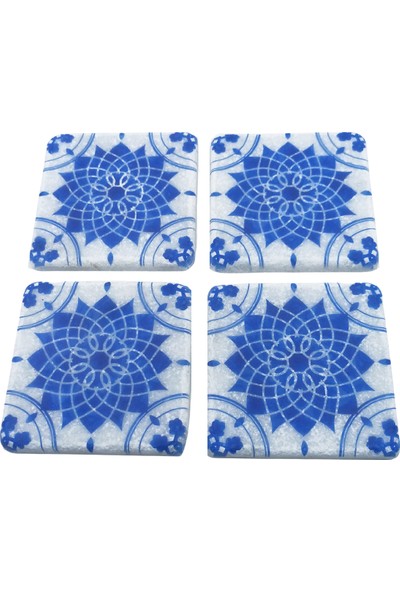 Bubigo Desenli Mermer Bardak Altlığı | MRBL-2020102 | 4’lü