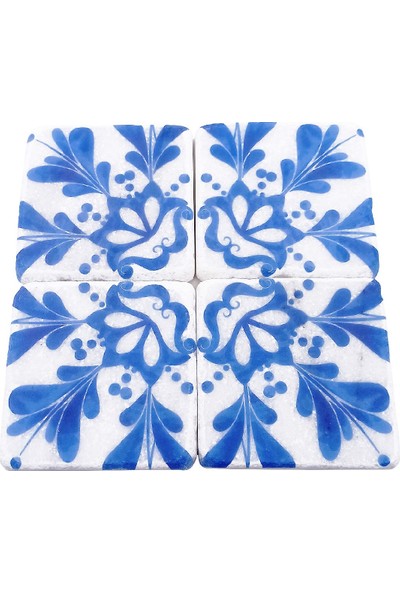 Bubigo Desenli Mermer Bardak Altlığı | MRBL-2020103 | 4’lü