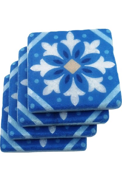 Bubigo Desenli Mermer Bardak Altlığı | MRBL-2020107 | 4’lü