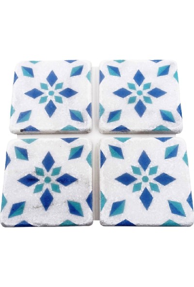 Bubigo Desenli Mermer Bardak Altlığı | MRBL-2020108 | 4’lü