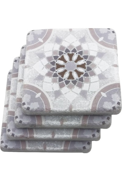 Bubigo Desenli Mermer Bardak Altlığı | MRBL-2020109 | 4’lü