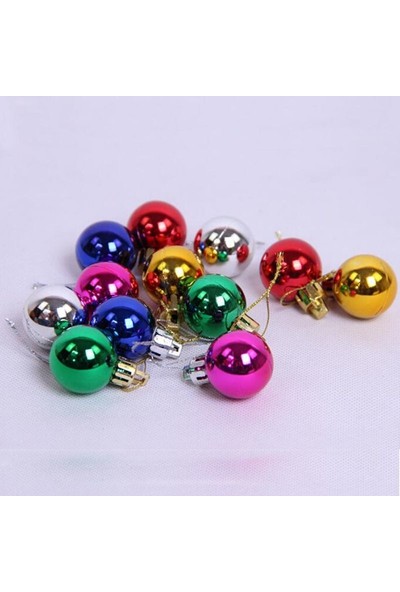 Pandoli Karışık Renkli Yılbaşı Çam Ağacı Süsleme 3 cm Cici Top 12 Adet