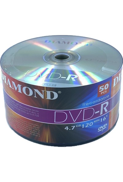 Diamond Dvd-R 4.7gb 120MIN 16X Boş Dvd-R 50LI Paket Diamond Dvd-R 4.7gb 120MIN 16X Boş Dvd-R 50LI Paket