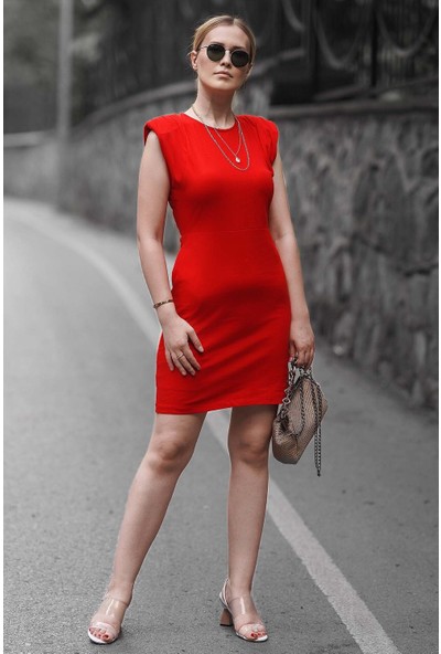 Madmext Mad Girls Vatkalı Mini Boy Kırmızı Elbise MG443