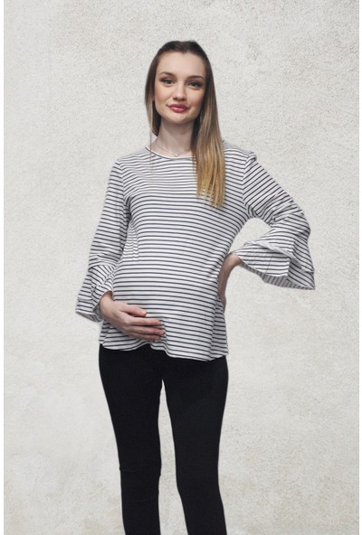 Merliyn Kolu Volanlı Hamile Tshirt