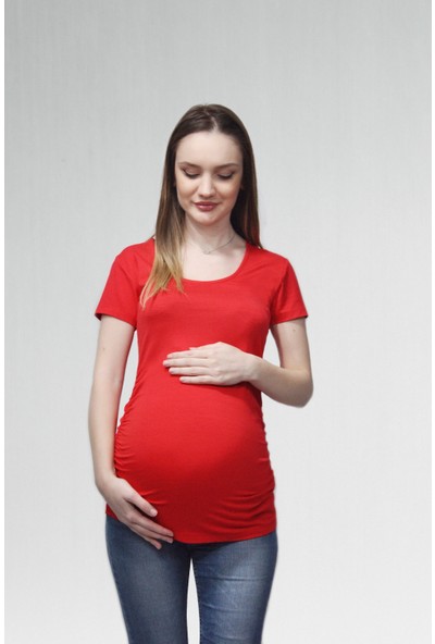 Merliyn Kısa Kollu Yanı Büzgülü Hamile Tshirt Mr-28