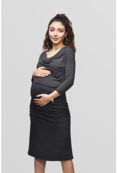 Merliyn Şal Yaka Hamile Elbise MR-145