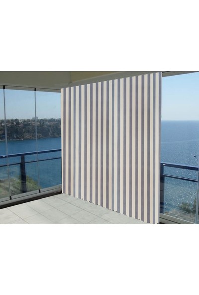 Evaşkım Balkon Perdesi Balkon Brandası Gri_krem Evaşkım Balkon Perdesi Balkon Brandası Gri_krem