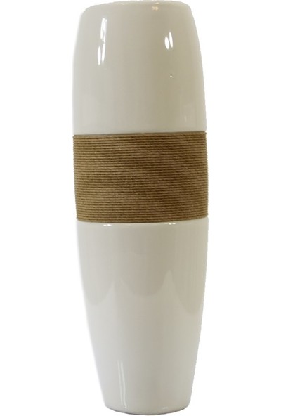 Dekorsende Ince Uzun Ipli Vazo Krem