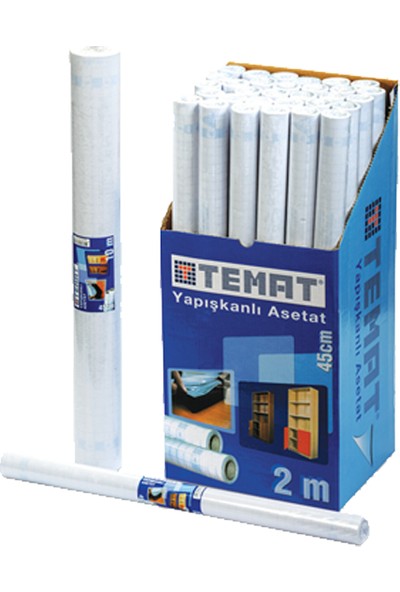 Temat Asetat Yapışkanlı Rulo 45 cm x 2 mt Şeffaf 10350 Temat Asetat Yapışkanlı Rulo 45 cm x 2 mt Şeffaf 10350