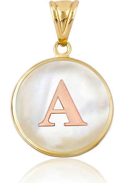 BigGold Altın A Harfi Sedef Kolye Ucu