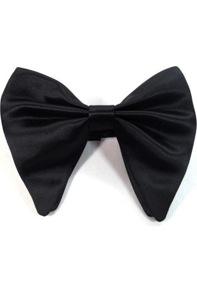 Sade Kravat Özel Düz Siyah Geniş Papyon P011