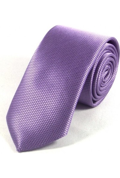 Sade Kravat Düz Lila Ince Kravat 7510