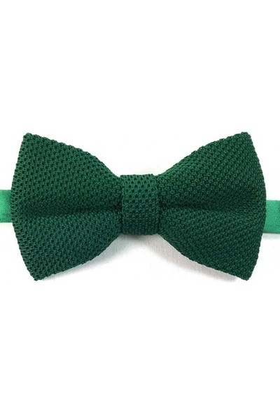 Sade Kravat Düz Yeşil Örgü Papyon P089