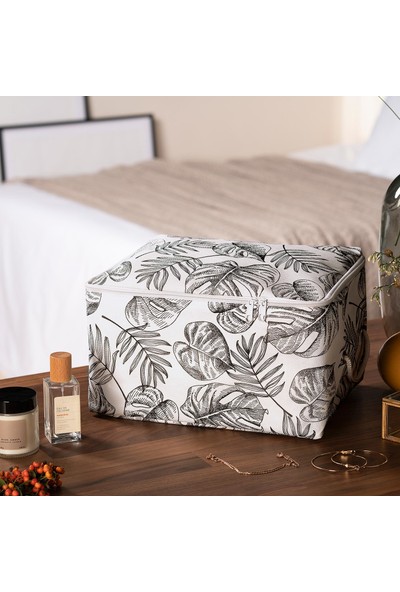 OCEAN HOME Küçük Boy Siyah Yaprak Desenli Hurç//30x22x18 OCEAN HOME Küçük Boy Siyah Yaprak Desenli Hurç//30x22x18