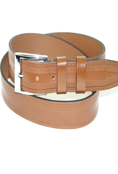 Ysk Derimine Deri 3,5cm Kendinden Desenli Erkek Kemer