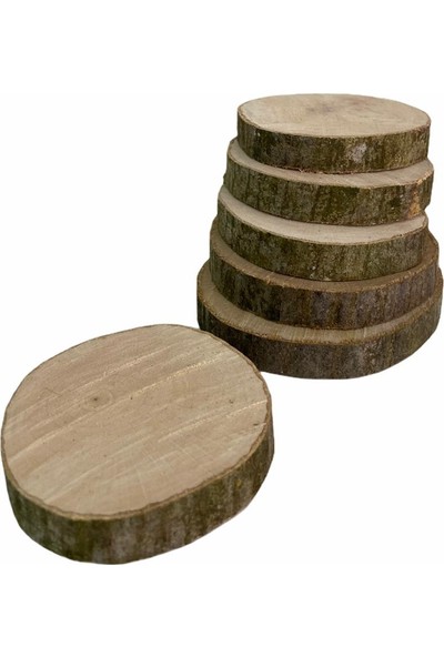 Deembro Ahşap Bardak Altlığı 6 Adet Kütük Bardak Altlığı