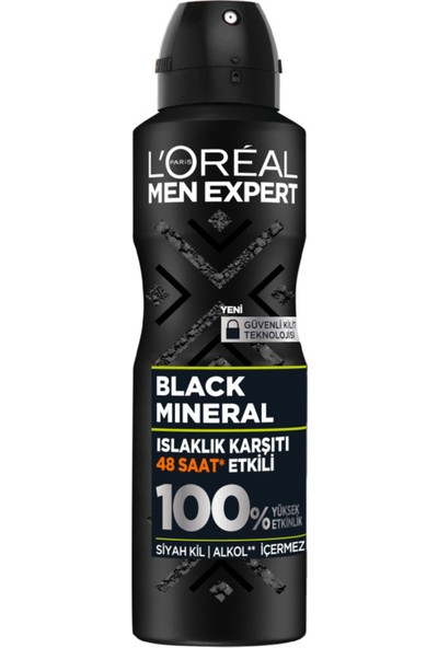 L'oréal Paris Men Expert Black Mineral Isalaklık Karşıtı Deodorant 150 ml L'oréal Paris Men Expert Black Mineral Isalaklık Karşıtı Deodorant 150 ml