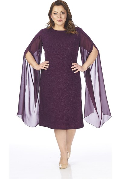 Lilas Xxl Büyük Beden Mürdüm Renkli Likralı Simli Kısa Elbise Lilas Xxl Büyük Beden Mürdüm Renkli Likralı Simli Kısa Elbise