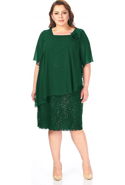 Lilas Xxl Büyük Beden Yeşil Renkli Dantel Abiye Elbise Lilas Xxl Büyük Beden Yeşil Renkli Dantel Abiye Elbise