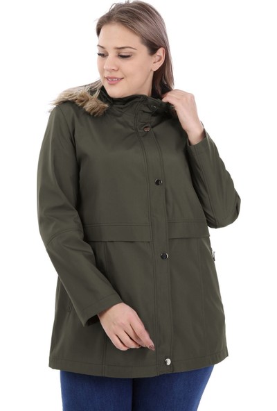 Lilas Xxl Büyük Beden Haki Renkli Kapşonlu Tüylü Bonding Kaban Lilas Xxl Büyük Beden Haki Renkli Kapşonlu Tüylü Bonding Kaban