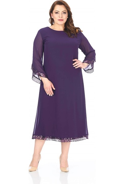 Lilas Xxl Büyük Beden Mürdüm Renkli Kısa Şifon Elbise Lilas Xxl Büyük Beden Mürdüm Renkli Kısa Şifon Elbise