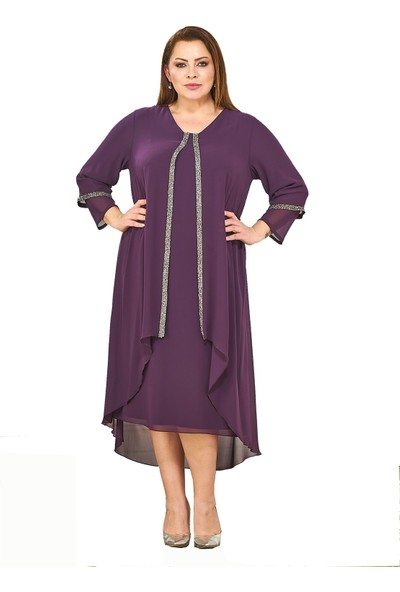 Lilas Xxl Büyük Beden Mürdüm Renkli Taş Baskılı Kısa Abiye Elbise Lilas Xxl Büyük Beden Mürdüm Renkli Taş Baskılı Kısa Abiye Elbise