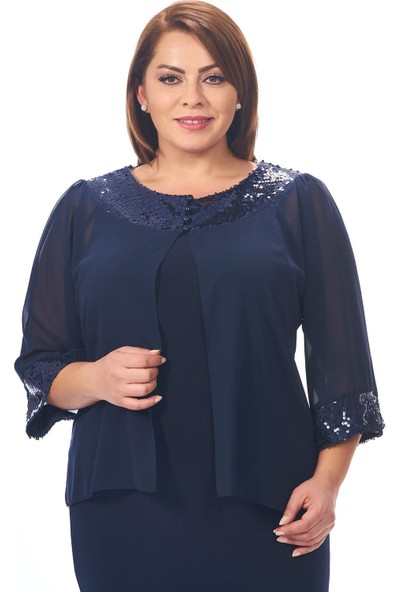 Lilas Xxl Büyük Beden Lacivert Renkli Bolero Lilas Xxl Büyük Beden Lacivert Renkli Bolero